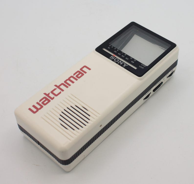 Vintage 1980's Sony Watchman TV Mini Portable Television Black & White ...