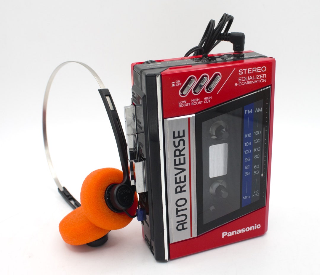 Vintage 1980s Stereo Cassette Tape Player Bright Red Chrome Auto ...