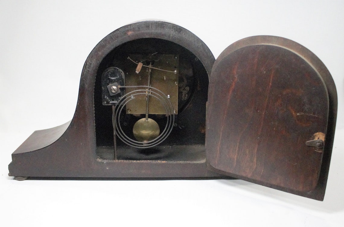 Vintage Wood Mantle Clock Chime Hourly Quarterly Gong Brass 14 - Etsy