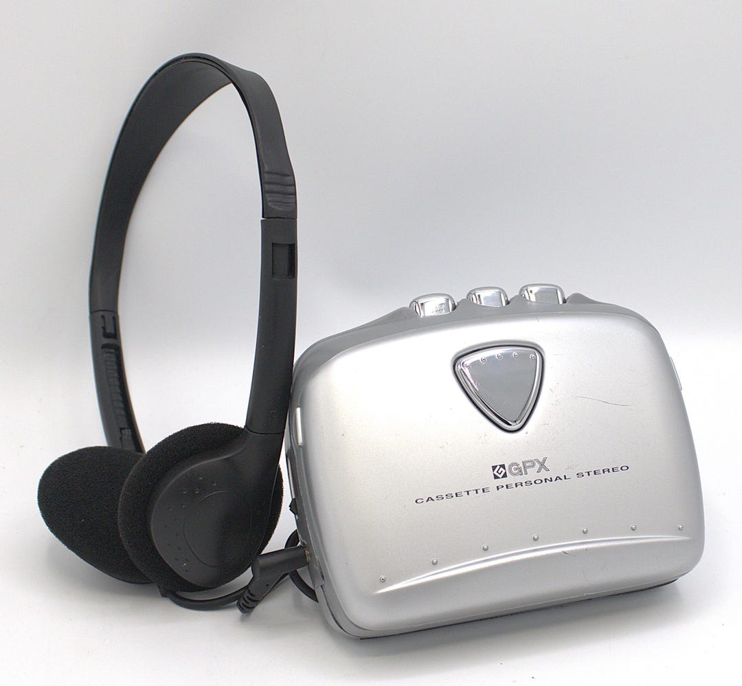 Vintage 1990s Stereo Cassette Tape Player Metallic Silver and Chrome ...