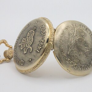 Vintage Pocket Watch Qvinto Centenario 1492-1992 Columbus Commemorative ...