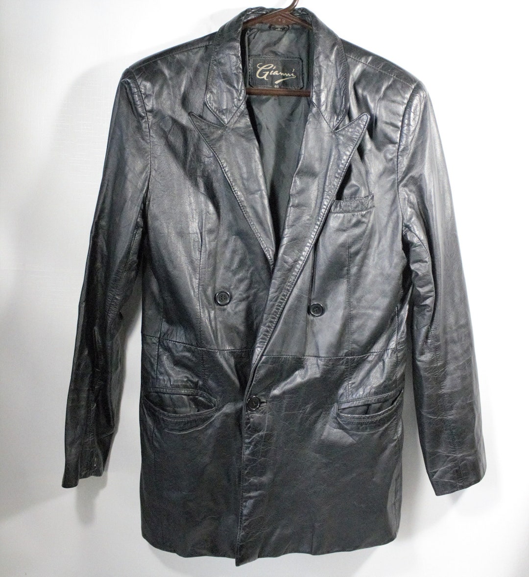 Vintage 1970s Gianni Black Leather Jacket Retro Italian Design Fashion ...