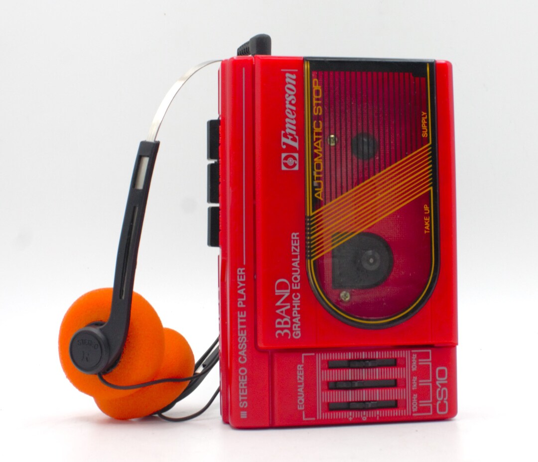 Vintage 1980s Personal Stereo Cassette Tape Player Cool Bright Red With ...
