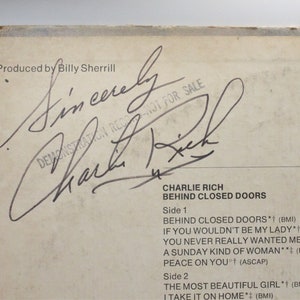 Charlie Rich Autographed Demo Behind Closed Doors 12" Record LP 1973 Signed Country Music Vinyl ...