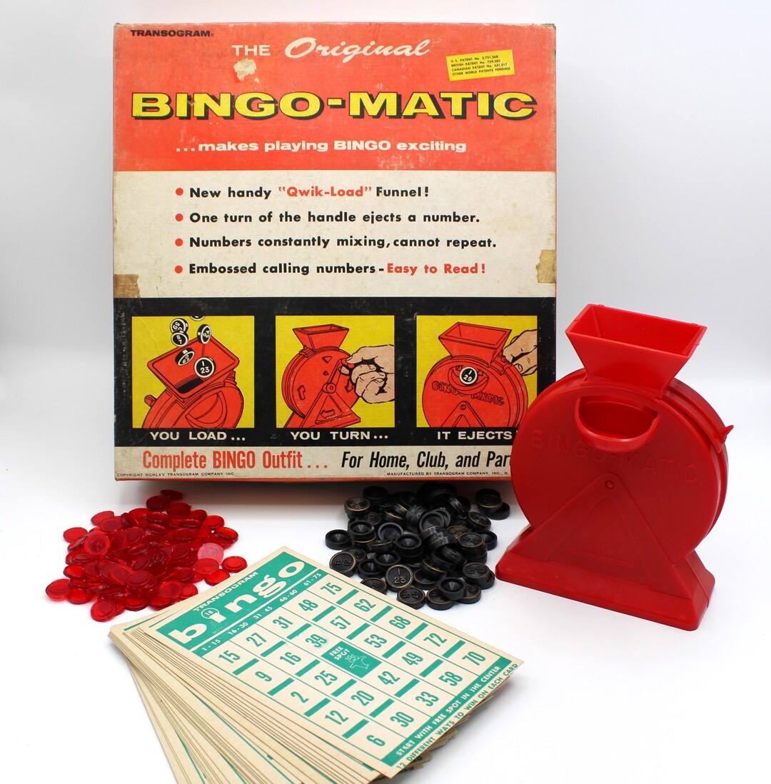 Vintage 1960's Bingo-matic Party Gold Medal Bingo Game Calling Machine ...