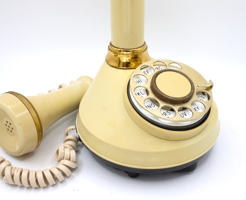 Vintage 1970s Candlestick Rotary Telephone Antique Style Landline Phone ...