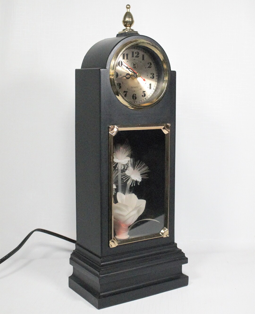 Vintage Clock Fiber Optic Light Flowers Leafy Floral Color Changing ...