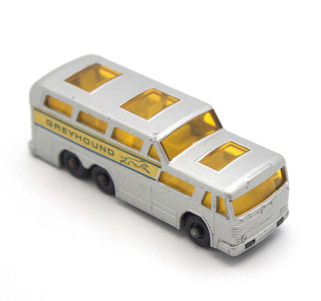 Vintage 1960s Matchbox Greyhound Coach Bus Die Cast Metal Miniature Two ...
