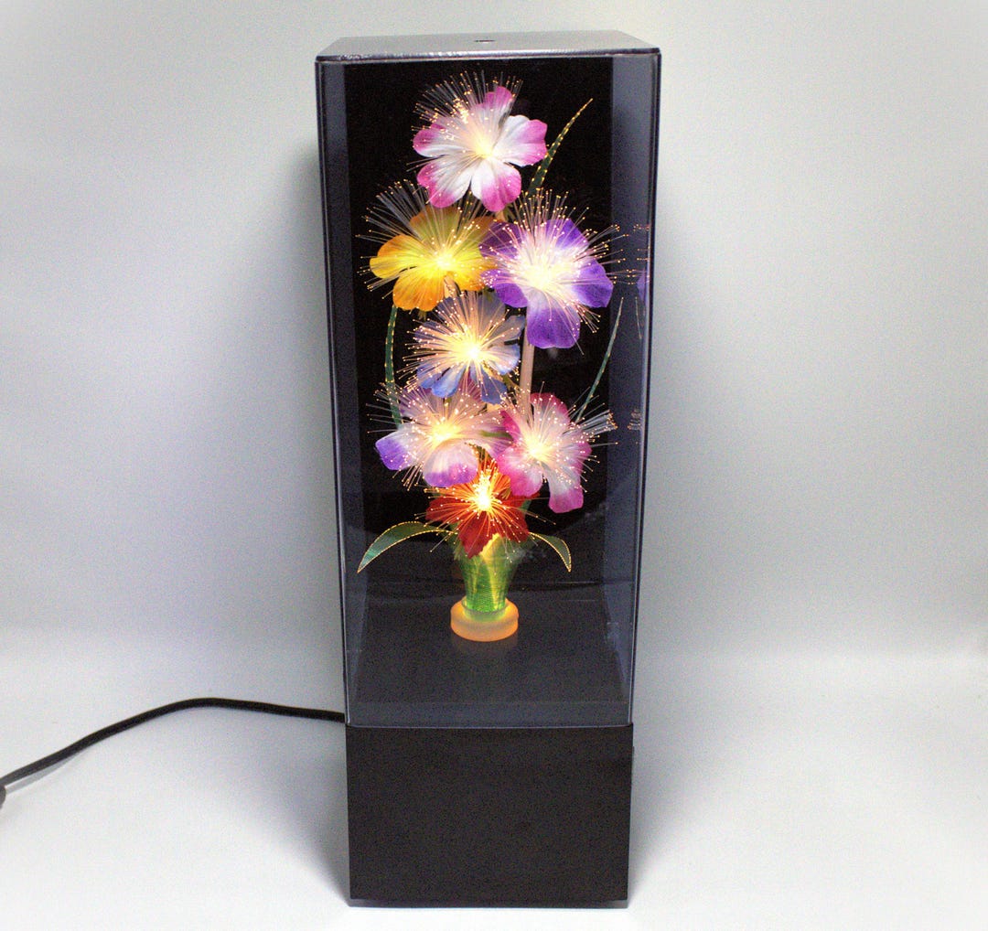 Vintage 1980s Fiber Optic Light Glowing Sparkling Flowers Music Box ...