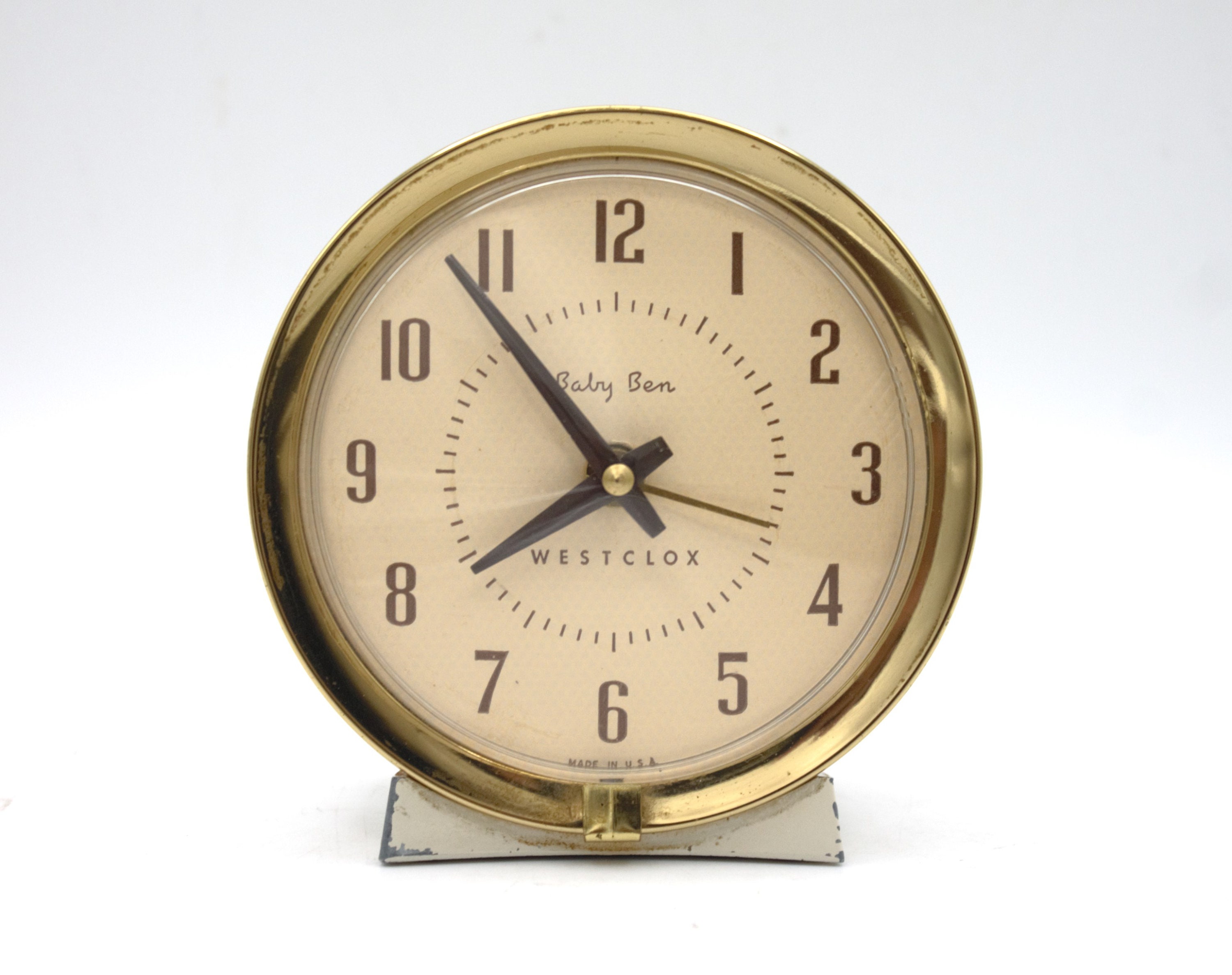 Vintage Mid-century Westclox Baby Ben Clock Brass Wind up Mechanical ...