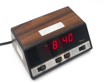 Vintage Digital Alarm Clock Electronic Red LED Time Display Simulated ...