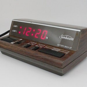Vintage 1980s Digital Alarm Clock Woodgrain Red LED Lighted - Etsy