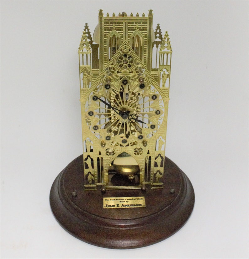 Vintage Brass Gothic Cathedral Clock Glass Dome Pendulum Bell - Etsy