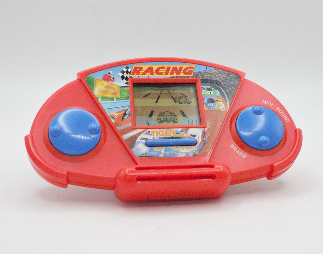 Vintage 1990s Racing Handheld Mini Game LCD Screen Digital Sound Tiger ...