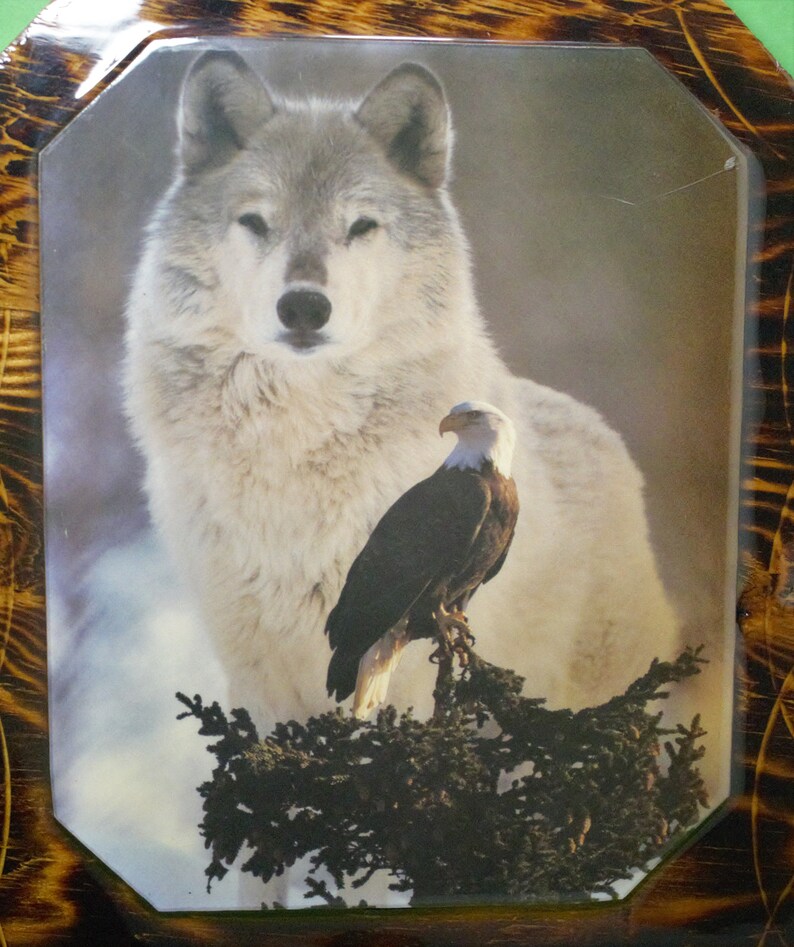 Vintage Clock Wall Art Gray Wolf North American Bald Eagle - Etsy