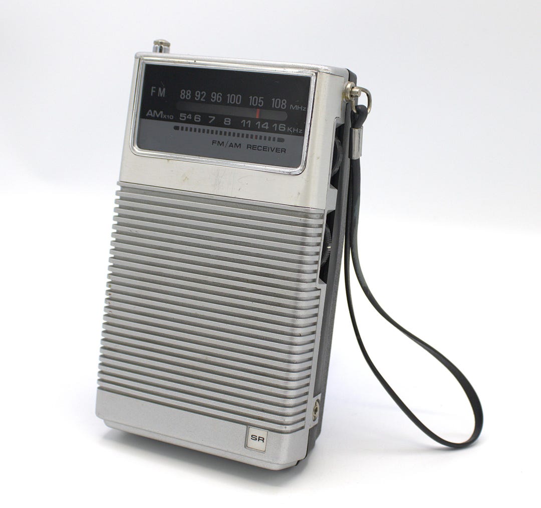 Vintage 1970s SR Transistor Radio Receiver AM/FM Analog Tuner Silver ...
