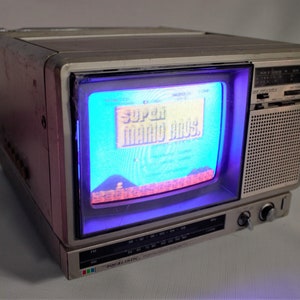 Vintage 5" Color TV Radio Portable Mini Glass Tube Television Am-fm ...