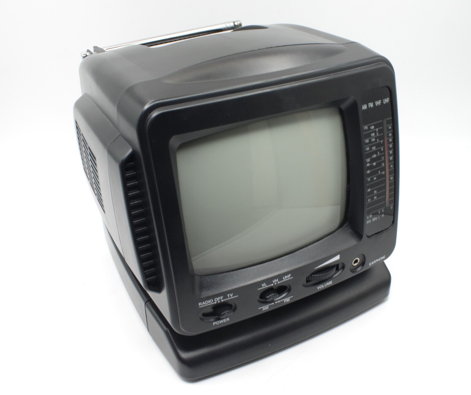 Vintage 5 B&W TV Mini Portable Tube Television Set AM/FM Radio Receiver ...