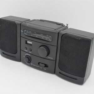 Vintage 1990s Mini Boombox Stereo Detachable Cloth Covered Speakers LCD ...