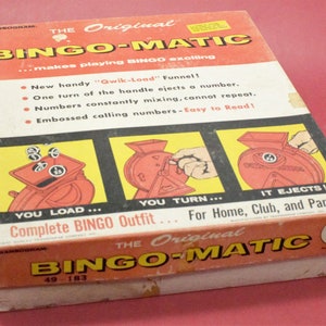 Vintage 1960s Bingo-matic Party Gold Medal Bingo Game Machine Cards ...