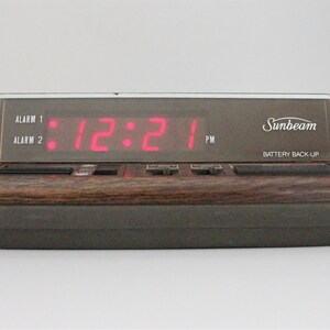 Vintage 1980s Digital Alarm Clock Woodgrain Red LED Lighted - Etsy