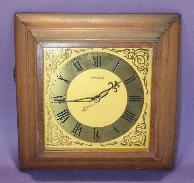 Vintage Wall Clock Sunbeam Electric Analog Dial Wood Frame - Etsy