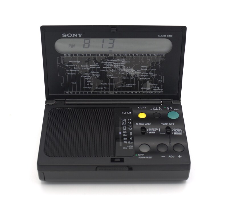 Vintage Sony World Radio FM/AM Receiver Digital Alarm Clock Pocket ...