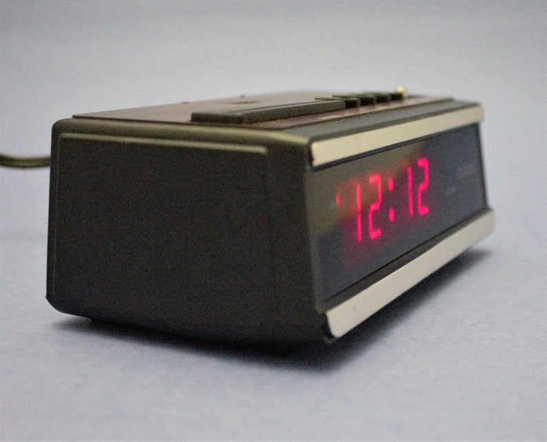 Vintage Digital Alarm Clock Red LED Light Time Display - Etsy