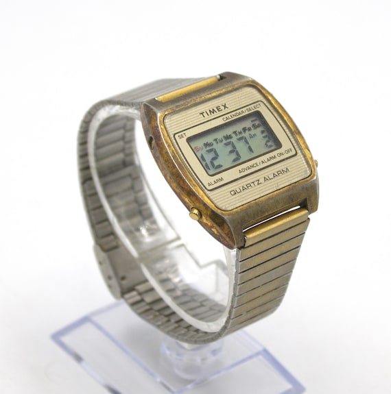 Vintage 1980s Timex digital watch gold tone chronogra… - Gem