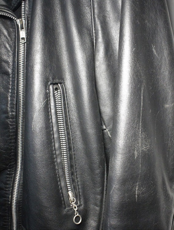 Vintage Leather Jacket bad ass biker rocker silver me… - Gem