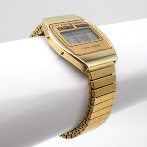 Vintage 1980s Digital Watch Polished Gold Tone With Chronograph Stop ...