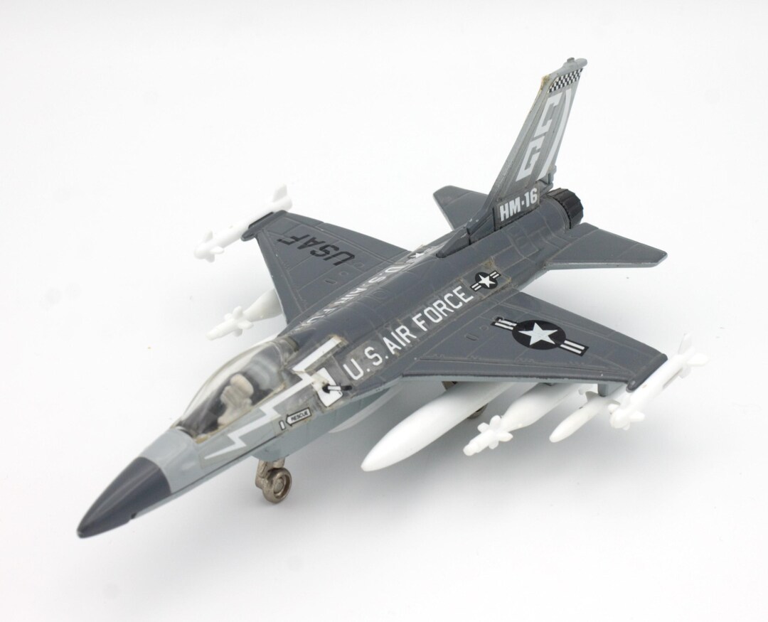 Vintage Ertl F-16 Fighter Jet Model Die Cast Metal High Detail US Air ...