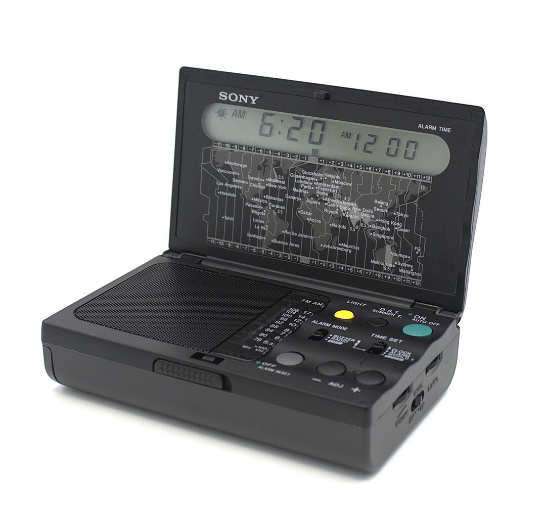 Vintage Sony World Radio FM/AM Receiver Digital Alarm Clock Pocket ...