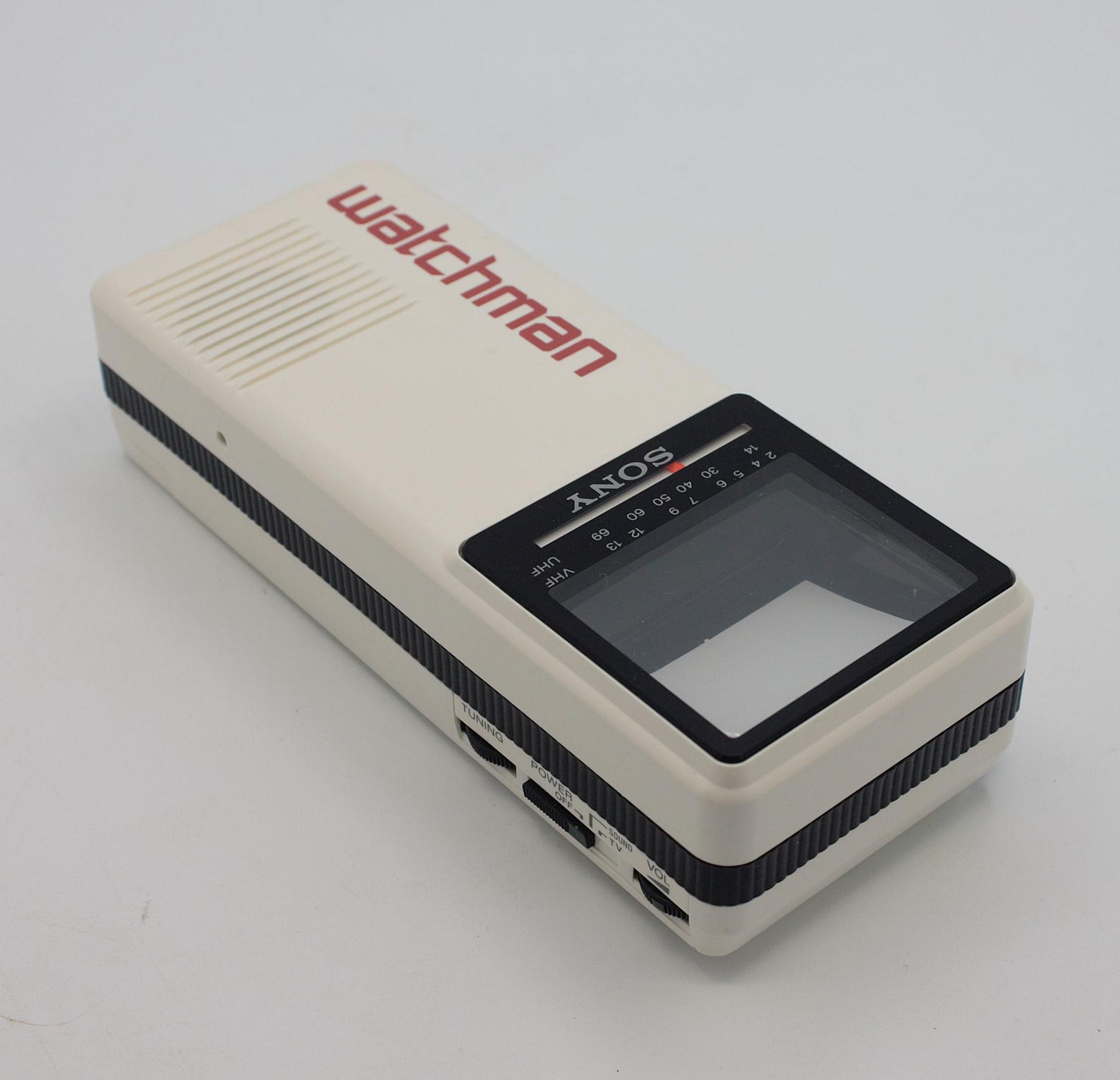 Vintage 1980's Sony Watchman TV Mini Portable Television Black & White ...