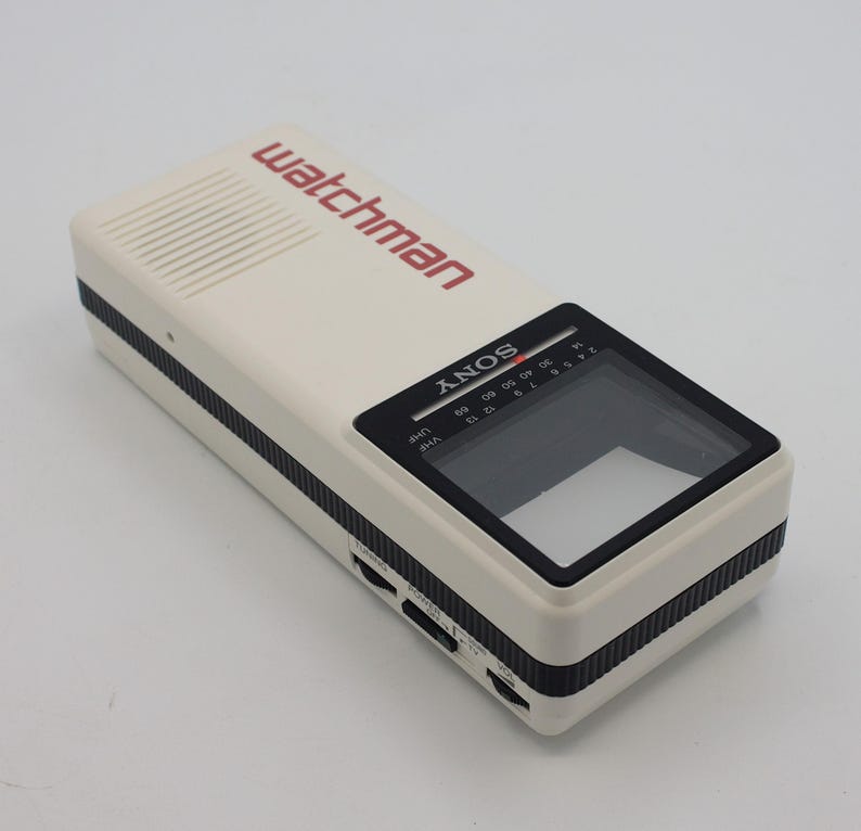 Vintage 1980's Sony Watchman TV Mini Portable Television Black & White ...