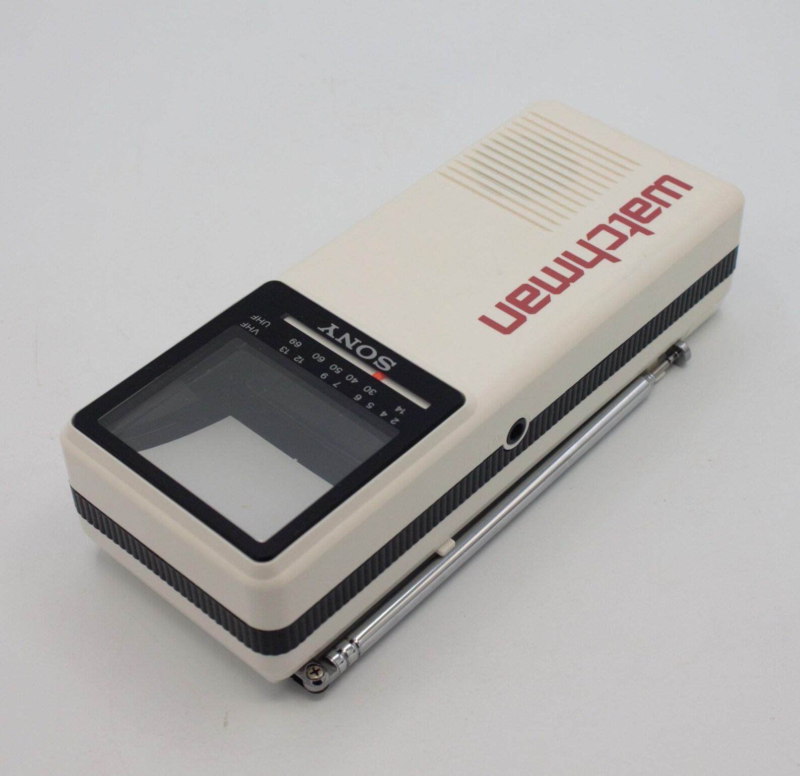 Vintage 1980's Sony Watchman TV Mini Portable Television Black & White ...