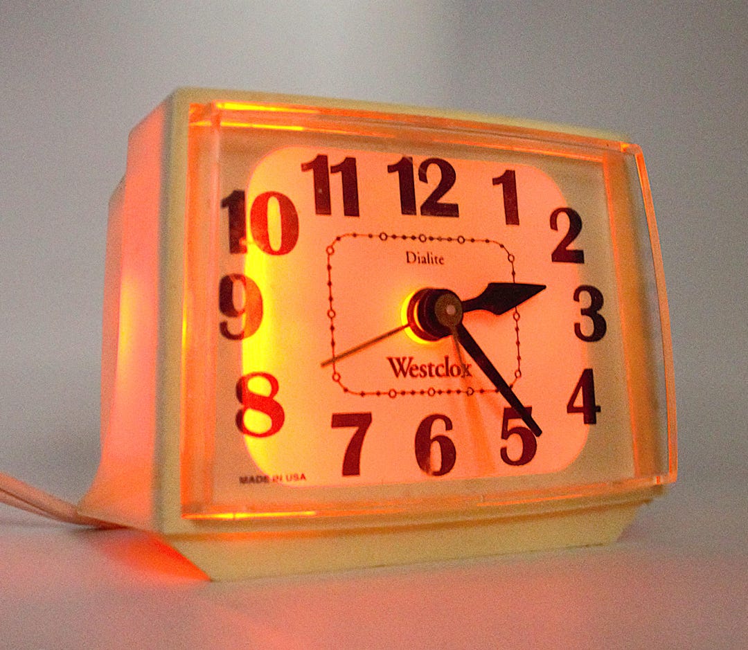 Vintage Electric Lighted Dial Alarm Clock Analog Backlit Dial Buzzer ...