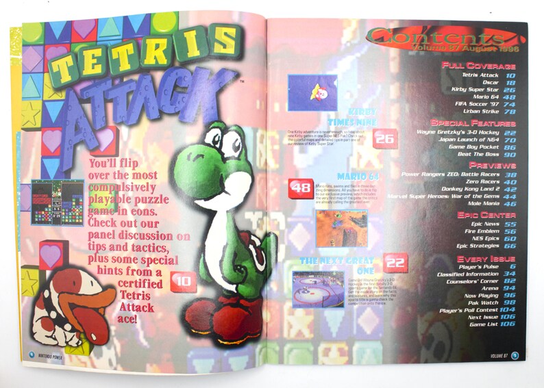 Nintendo Power 1996 Issue Tetris Attack Super Mario 64 Pilotwings ...