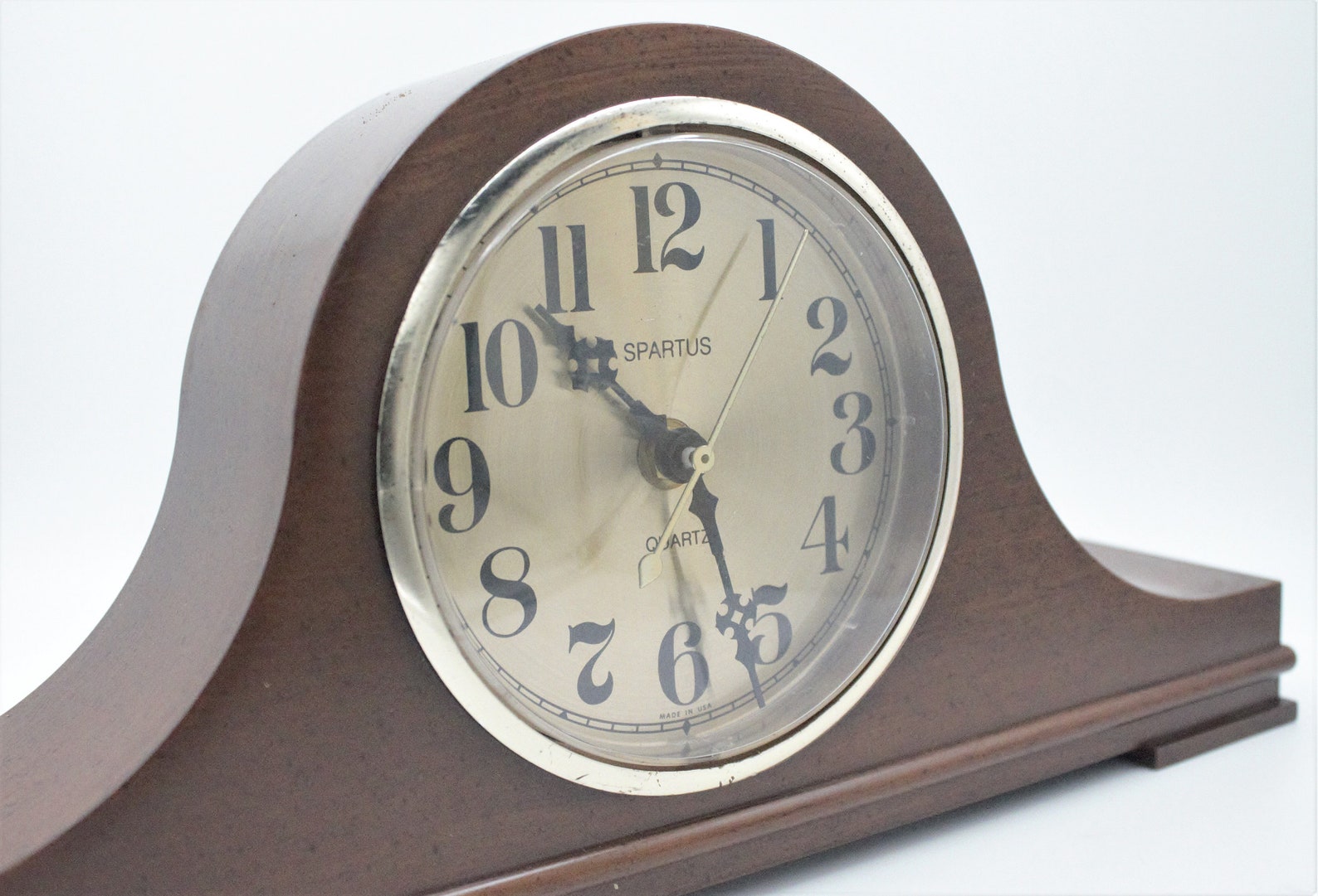 Vintage Spartus Electric Mantle Clock Simulated Wood Brass - Etsy
