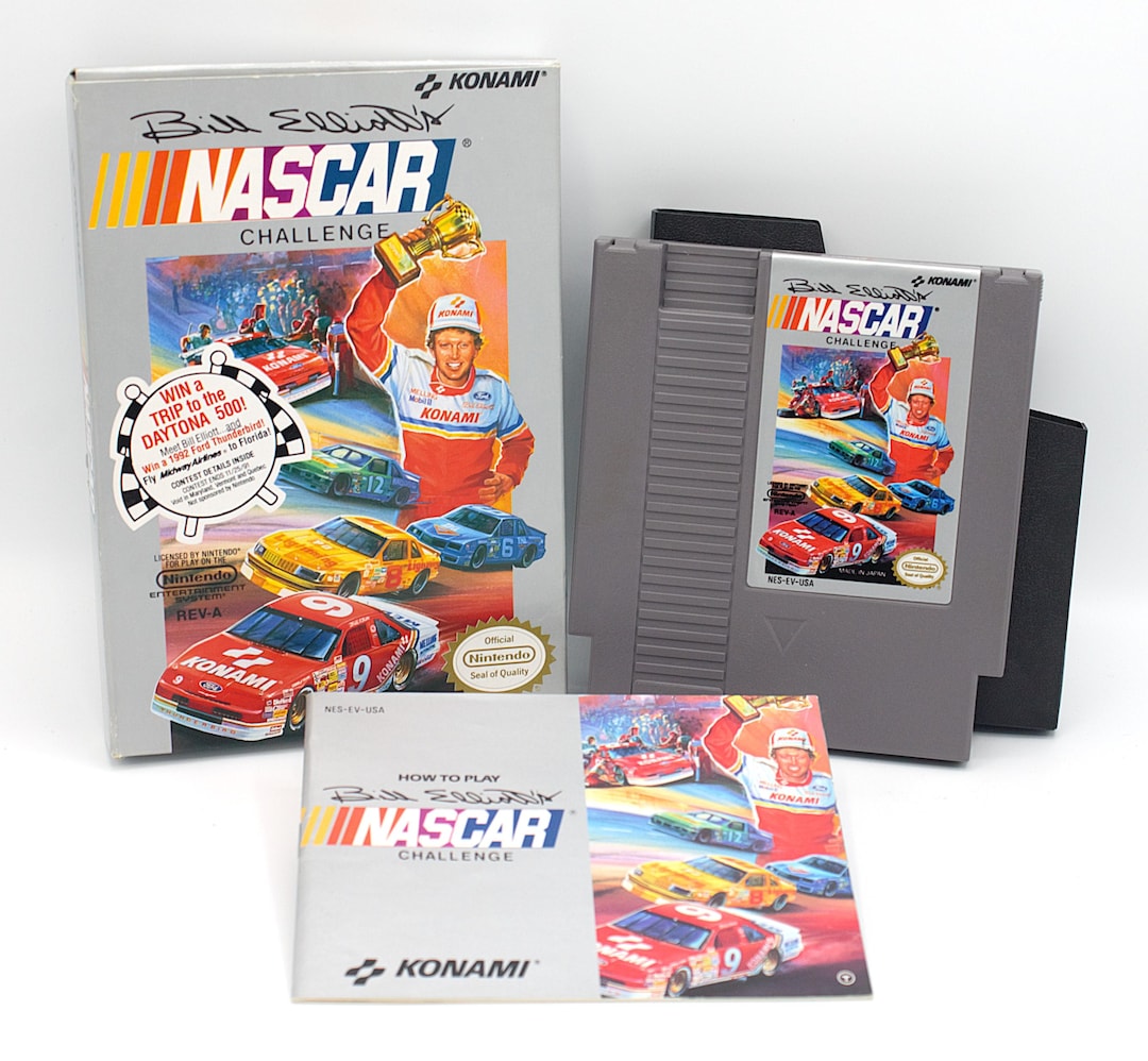 Vintage Nintendo Game Bill Elliot's NASCAR Challenge Complete in Box ...