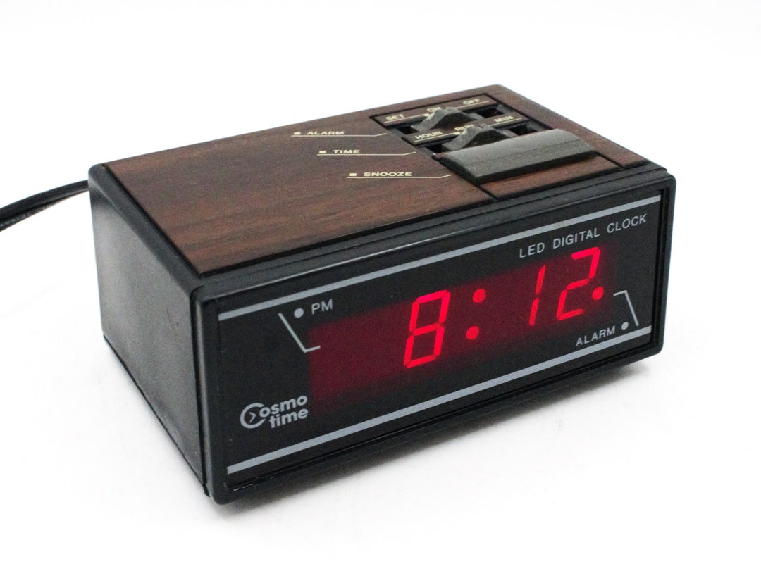 Vintage Digital Alarm Clock Electronic Red LED Time Display Simulated ...