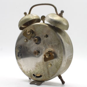 Vintage Dual Bell Alarm Clock Spring Wind Mechanical Gear Brass Bell ...