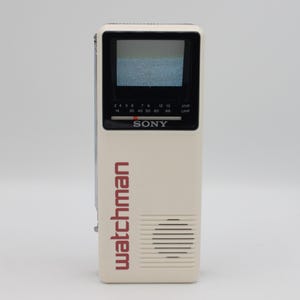 Vintage 1980's Sony Watchman TV Mini Portable Television Black & White ...