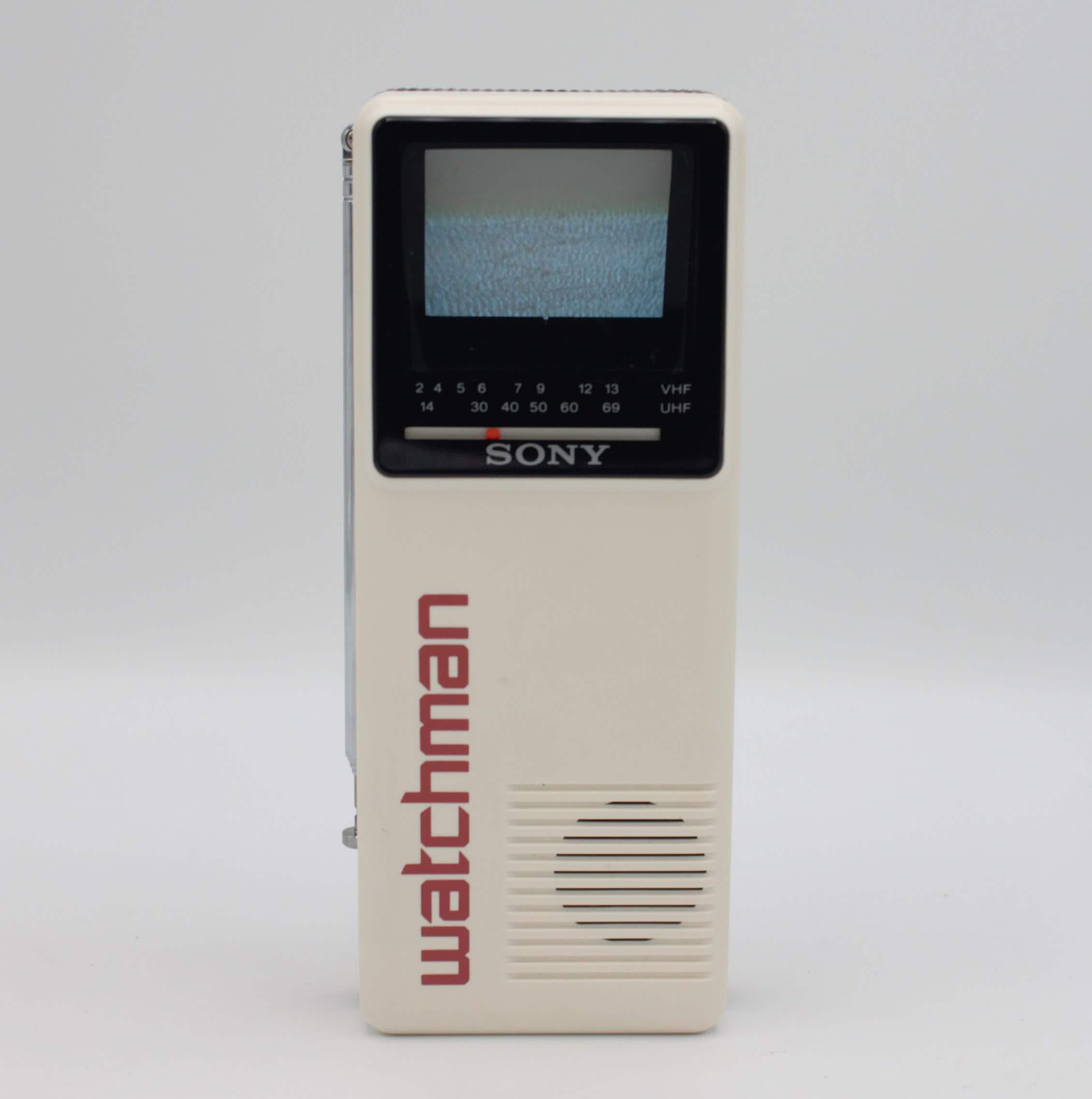 Vintage 1980's Sony Watchman TV Mini Portable Television Black & White ...