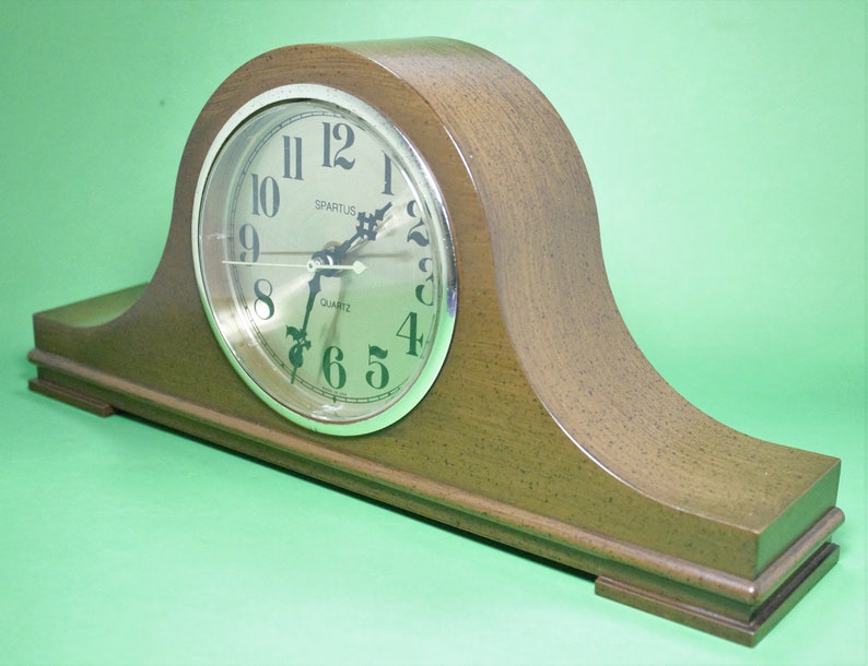 Vintage Spartus Electric Mantle Clock Simulated Wood Brass - Etsy
