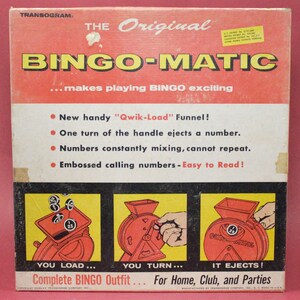 Vintage 1960s Bingo-matic Party Gold Medal Bingo Game Machine Cards ...