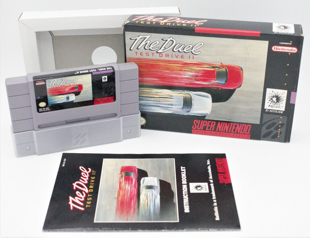 Vintage SNES Game the Duel Test Drive II Game Cartridge Street Racing ...