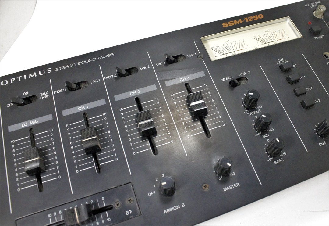 Vintage Stereo Sound Mixer Optimus Sound Board Mic 3 Channel Microphone ...