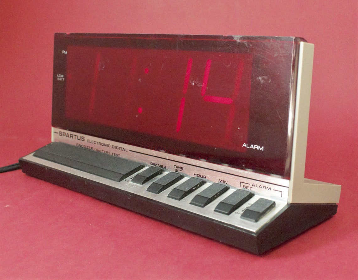 Vintage Digital Alarm Clock Large Red LED Lighted Time Display - Etsy