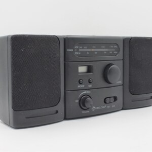 Vintage 1990s Mini Boombox Stereo Detachable Cloth Covered Speakers LCD ...